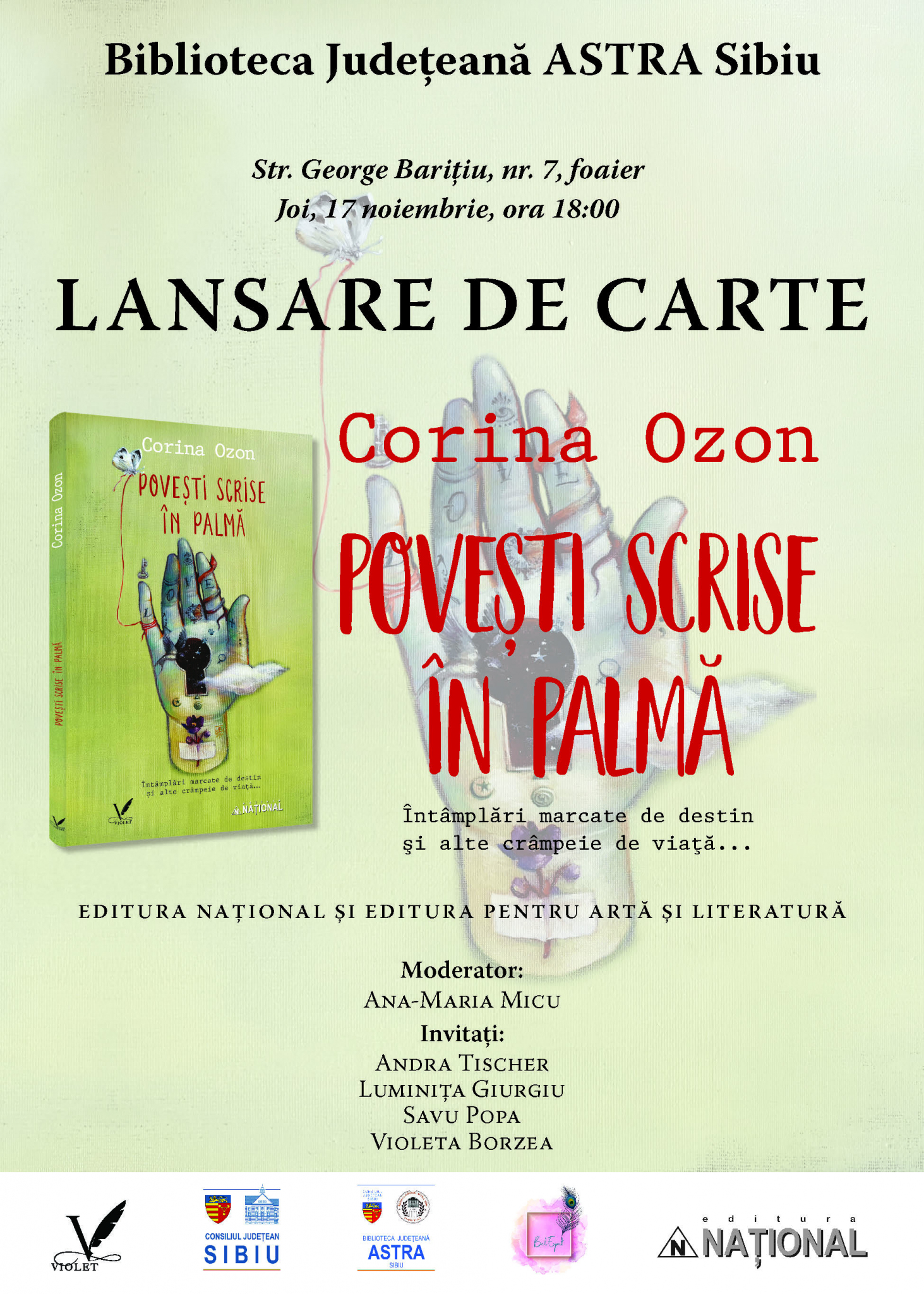 Lansare de carte la Biblioteca ASTRA Sibiu: „Povești scrise în palmă ...